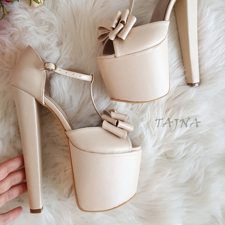 beige platform heels wedding