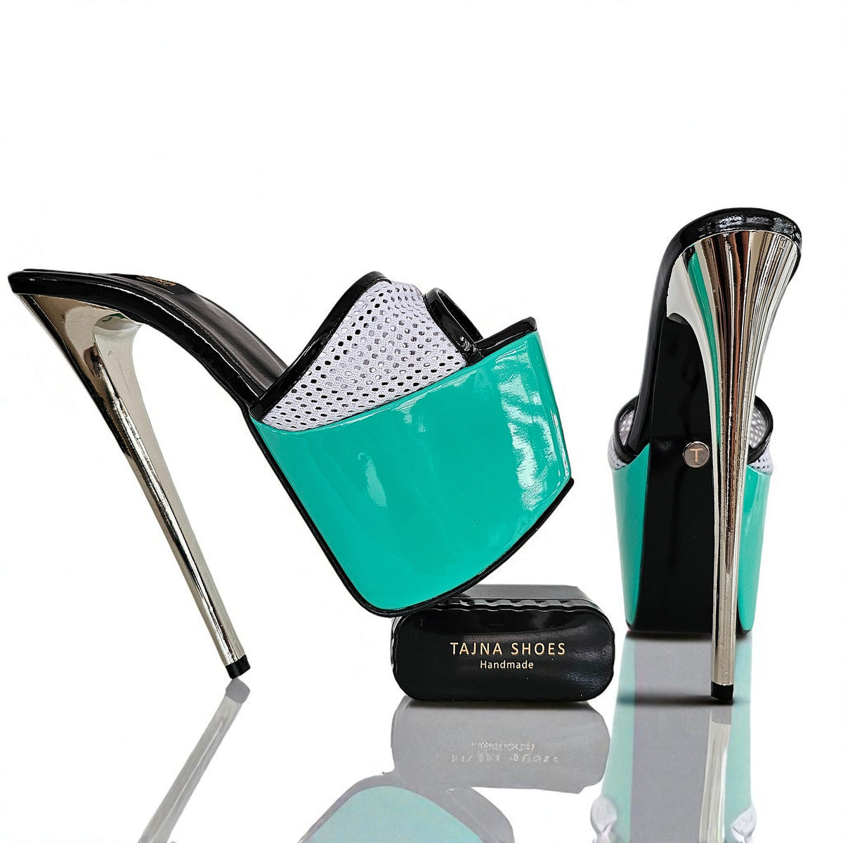Ocean Mesh Metallic High Mules – Tajna Club
