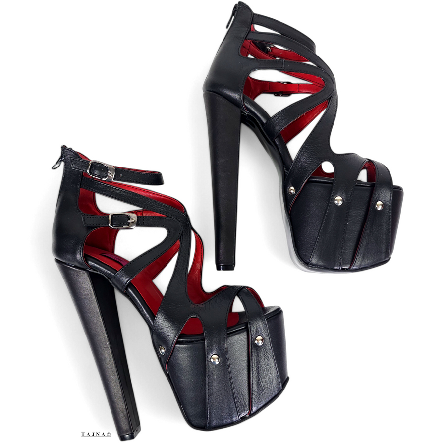 Black Cage Genuine Leather Platform Heels – Tajna Club