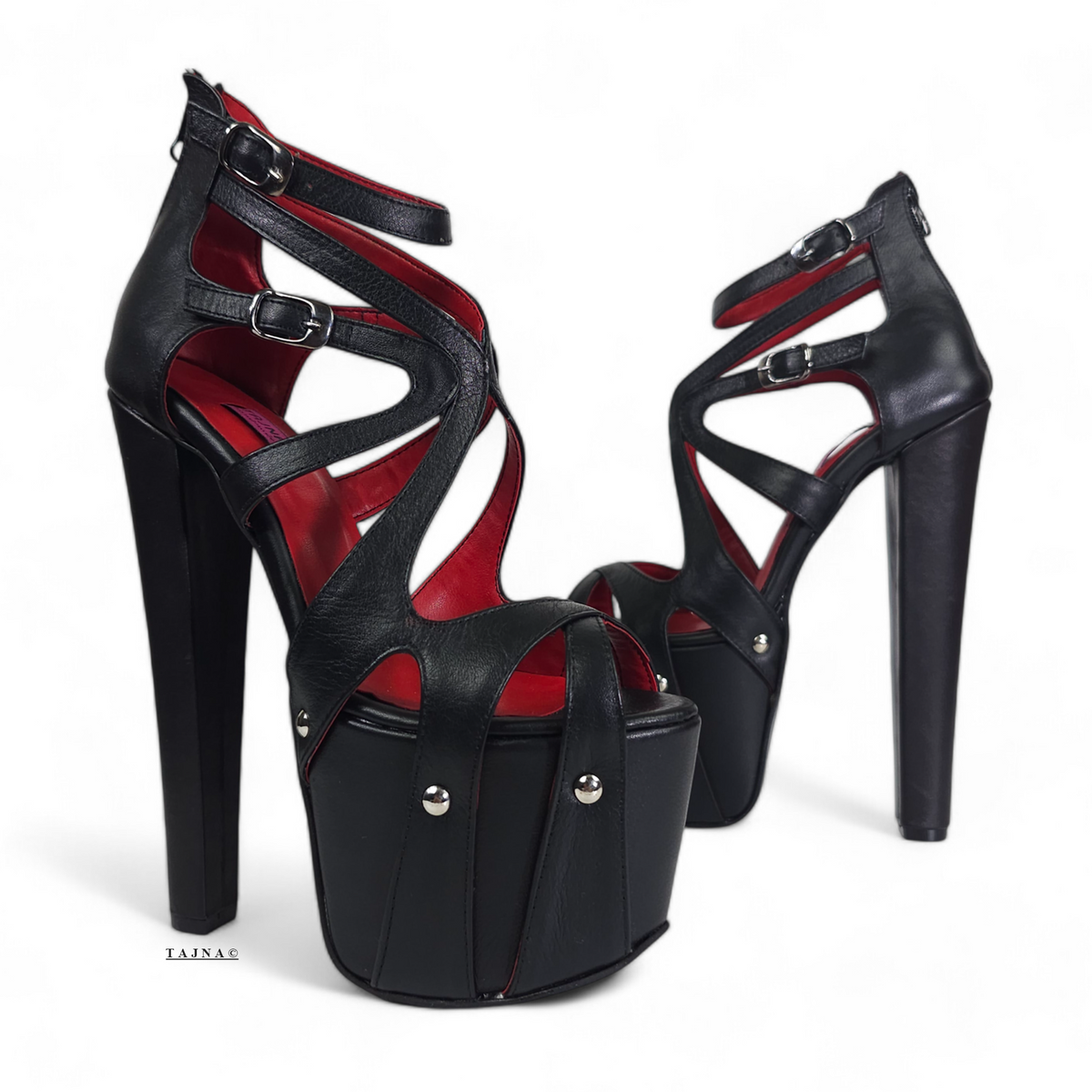 Black Cage Genuine Leather Platform Heels – Tajna Club