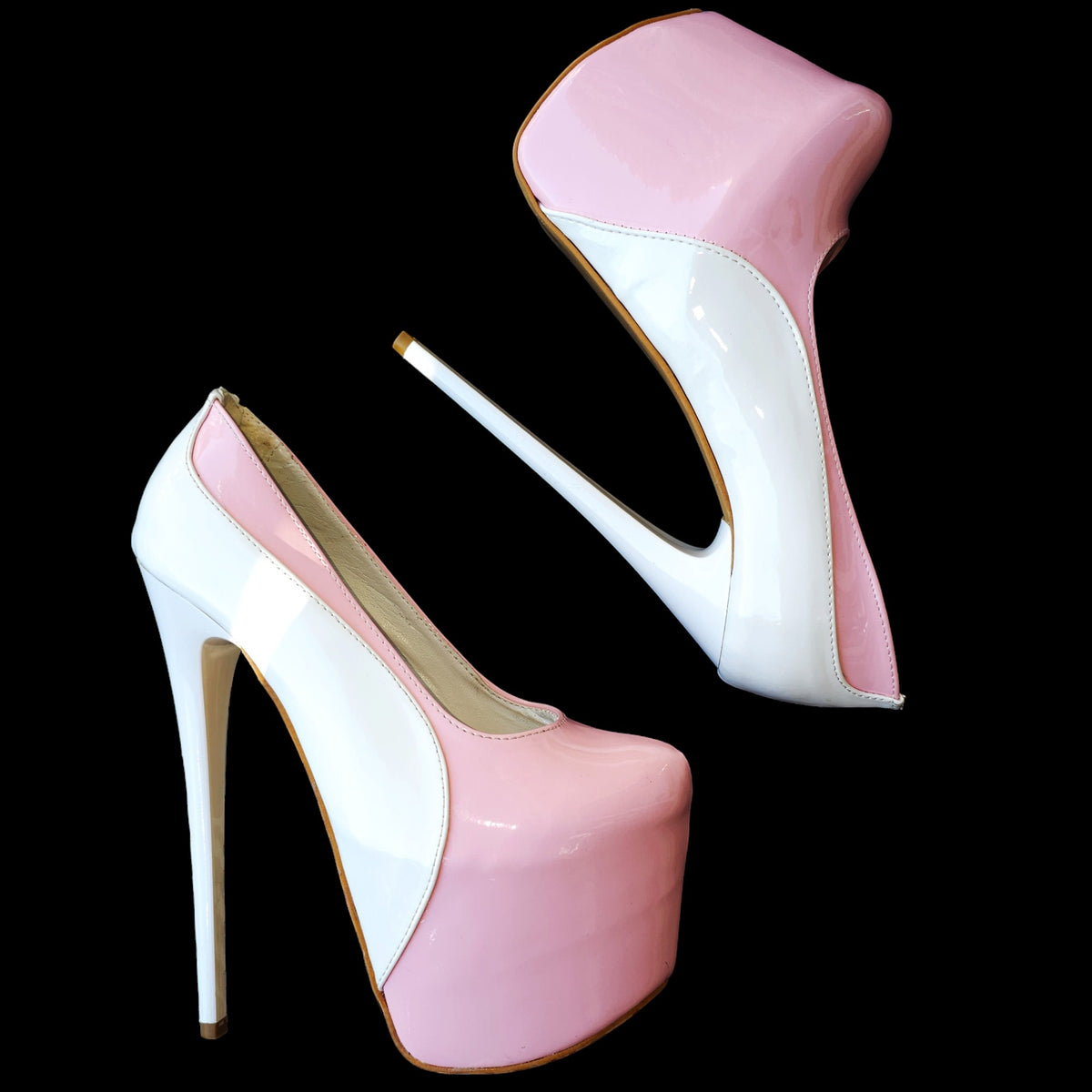 Light Pink White Double Coloured Platform Pumps – Tajna Club