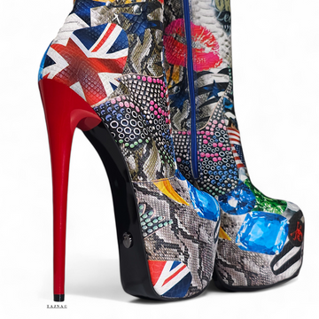 Rock n Roll Flag Designer Over Knee High Heel Boots – Tajna Club