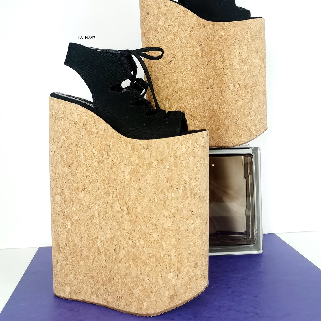 Black 30 cm High Heel Gladiator Wedges | Tajna Shoes – Tajna Club