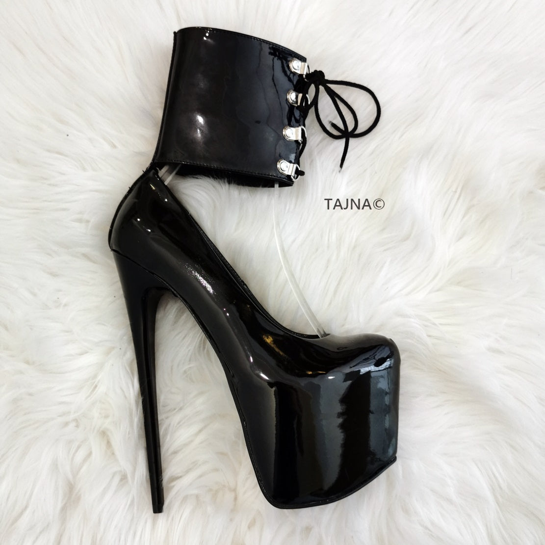 Ankle Cuff Black Patent Pumps | Tajna Shoes – Tajna Club