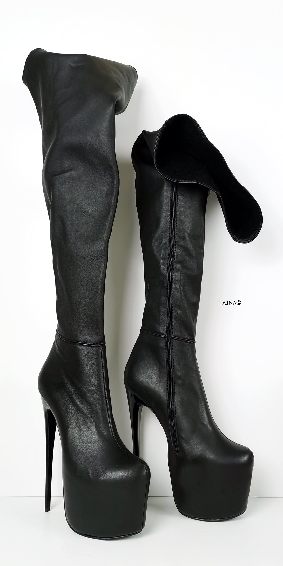 Genuine Leather Black Thigh High Boots | Tajna Shoes – Tajna Club