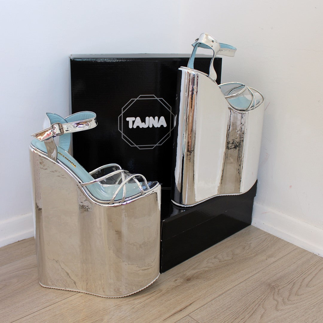 30 cm Silver Super High Heel Show Mega Platform Shoes | Tajna Shoes ...