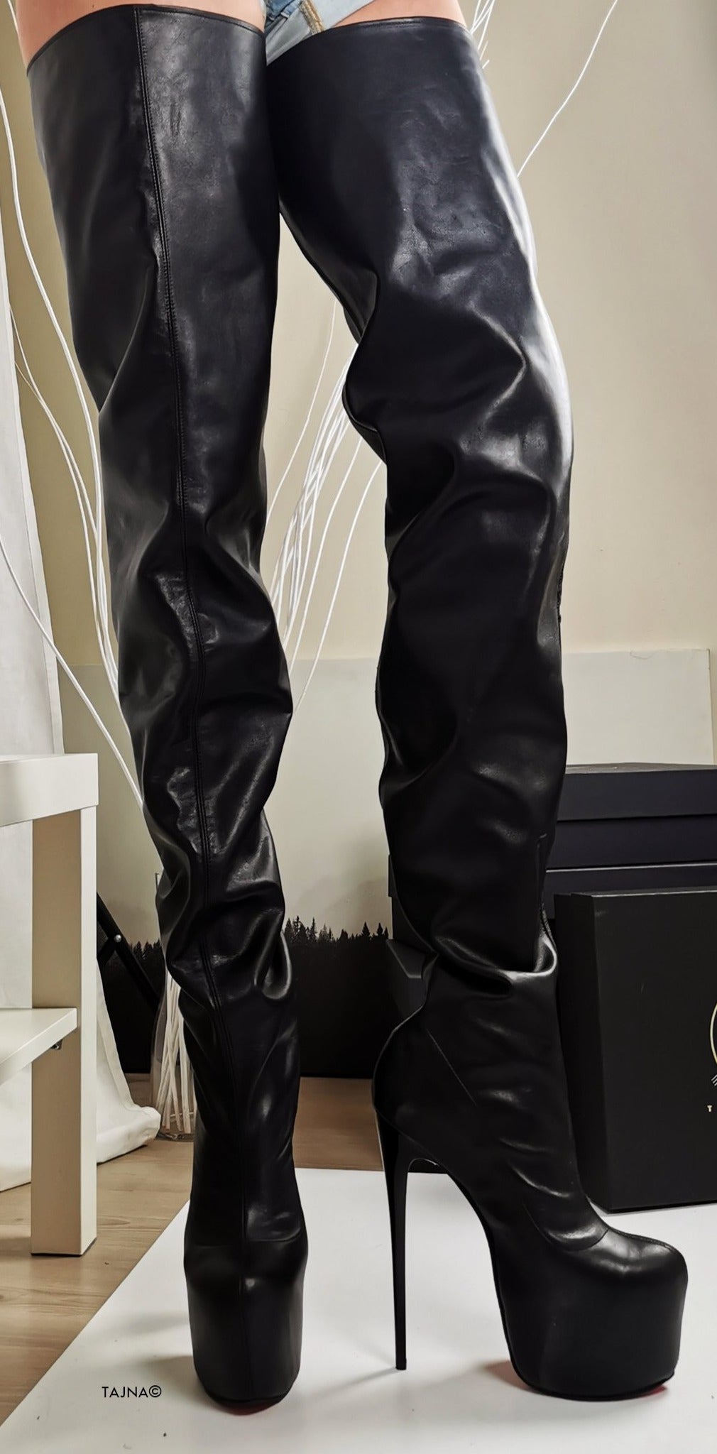 Thigh High Black Genuine Leather Boots | Tajna Shoes – Tajna Club