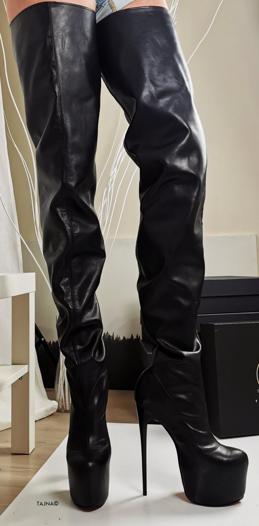 Thigh High Black Genuine Leather Boots | Tajna Shoes – Tajna Club