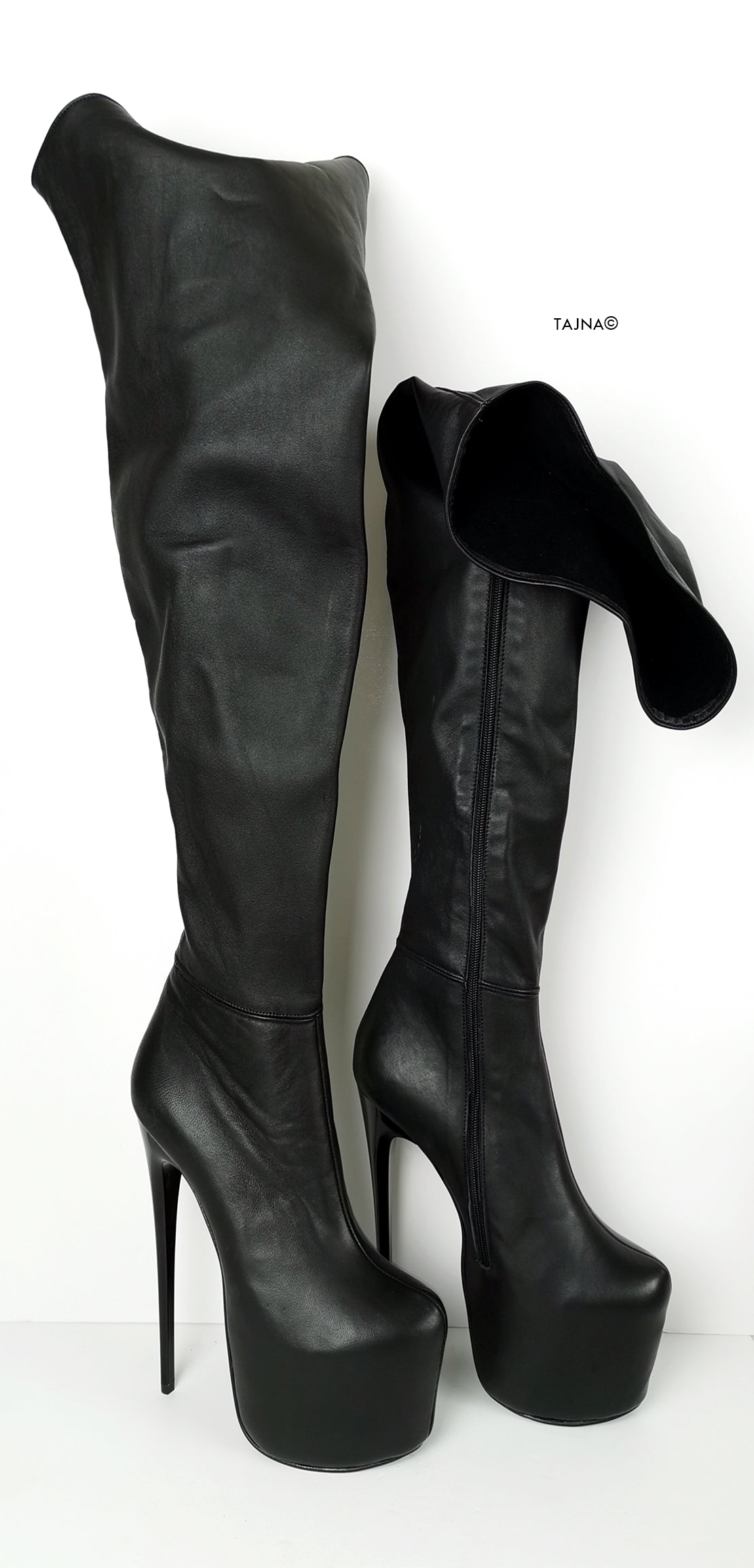 Genuine Leather Black Thigh High Boots | Tajna Shoes – Tajna Club