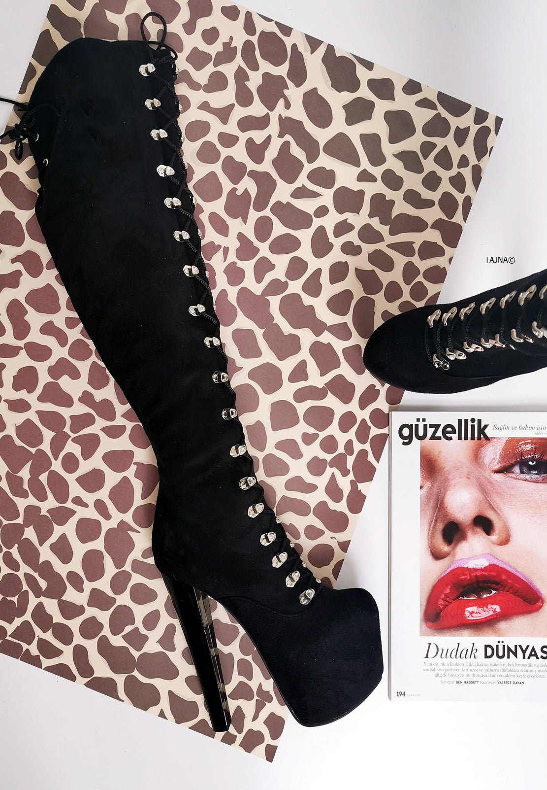 Black Suede Military High Heel Over Knee Boots | Tajna Shoes – Tajna Club