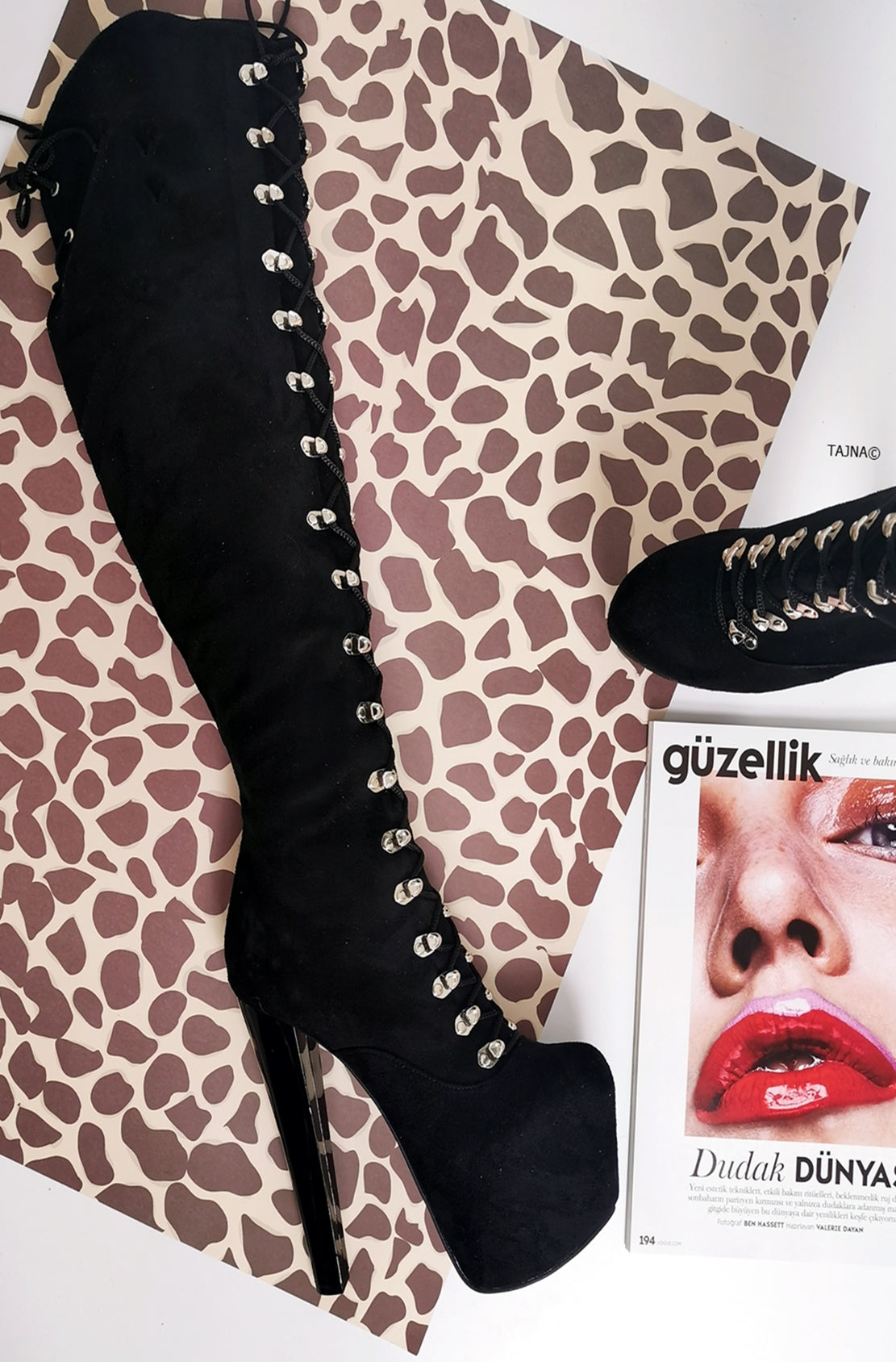 Black Suede Military High Heel Over Knee Boots | Tajna Shoes – Tajna Club