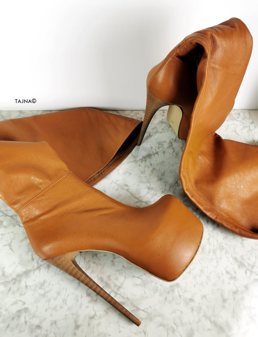 Genuine Leather Tobacco Brown Thigh High Boots | Tajna Shoes – Tajna Club