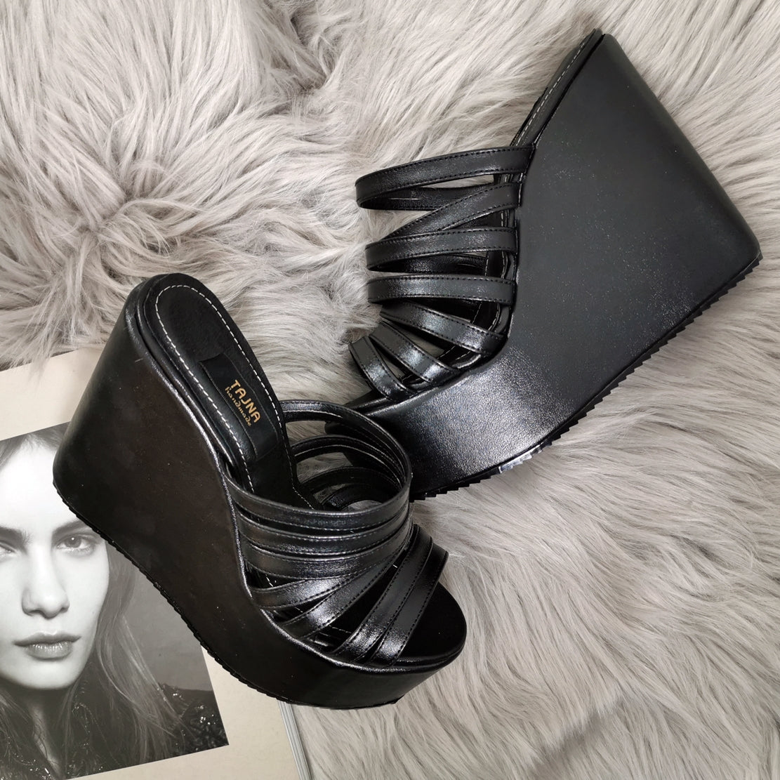Multi Strap Platform Wedge Mules | Tajna Shoes – Tajna Club