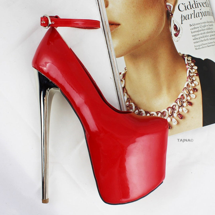 Red Patent Metallic Platform Heels | Tajna Shoes – Tajna Club