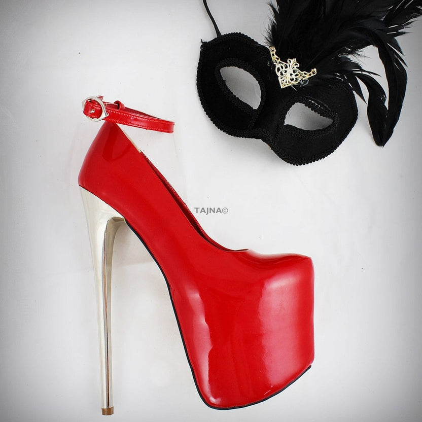 Red Patent Metallic Platform Heels | Tajna Shoes – Tajna Club