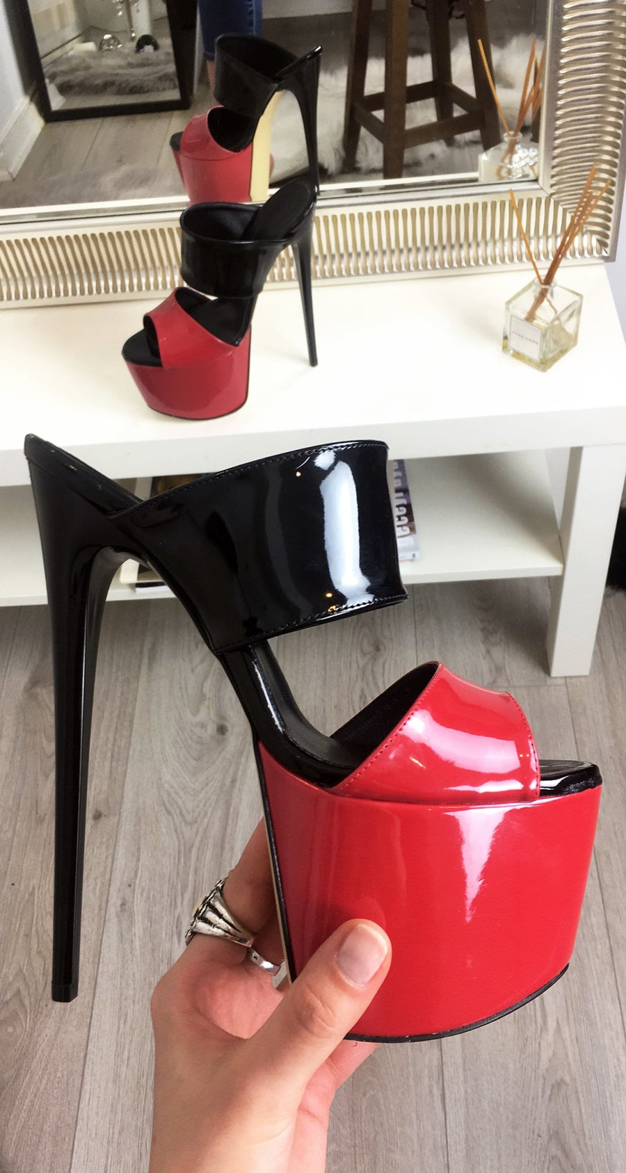 Red Black Platform Heel Mules | Tajna Shoes – Tajna Club