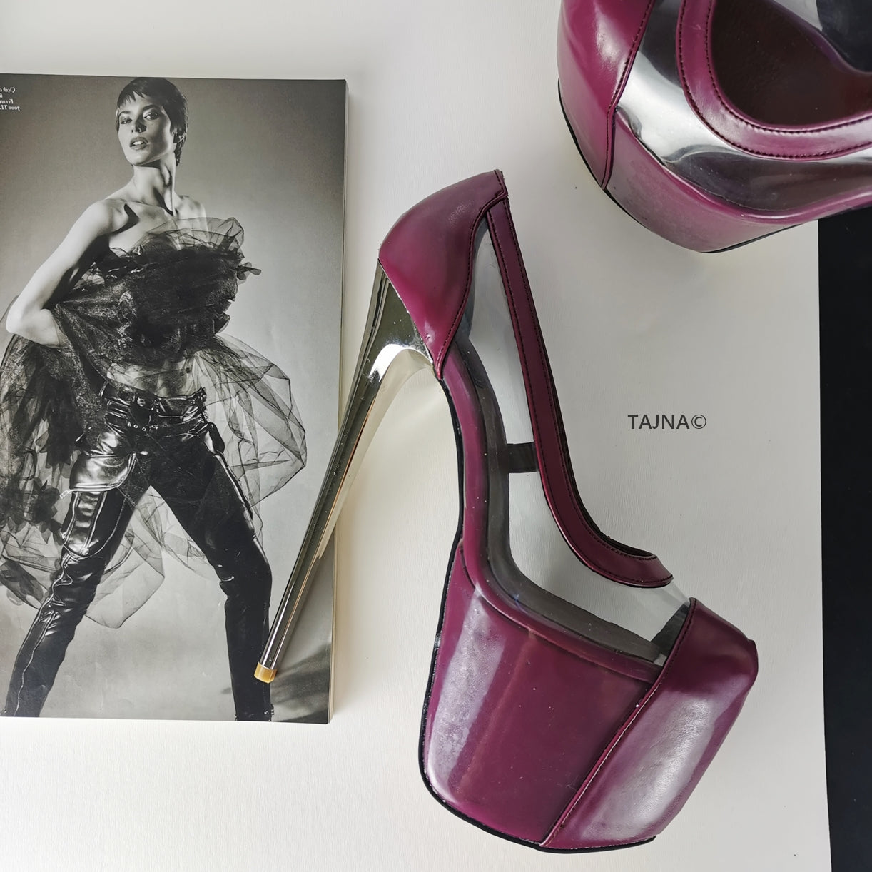 Damson Purple Transparent Platform Pumps | Tajna Shoes – Tajna Club