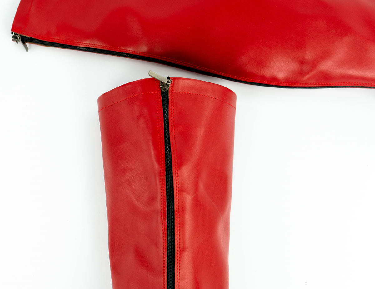 Back Zipper Red Over Knee Heel Boots | Tajna Shoes – Tajna Club