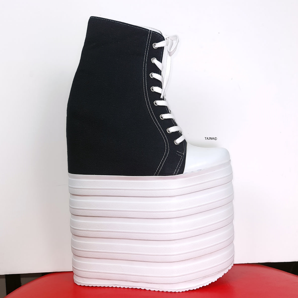 Extreme Platform Hidden Heel Sport Lace Up Wedge Boots – Tajna Club