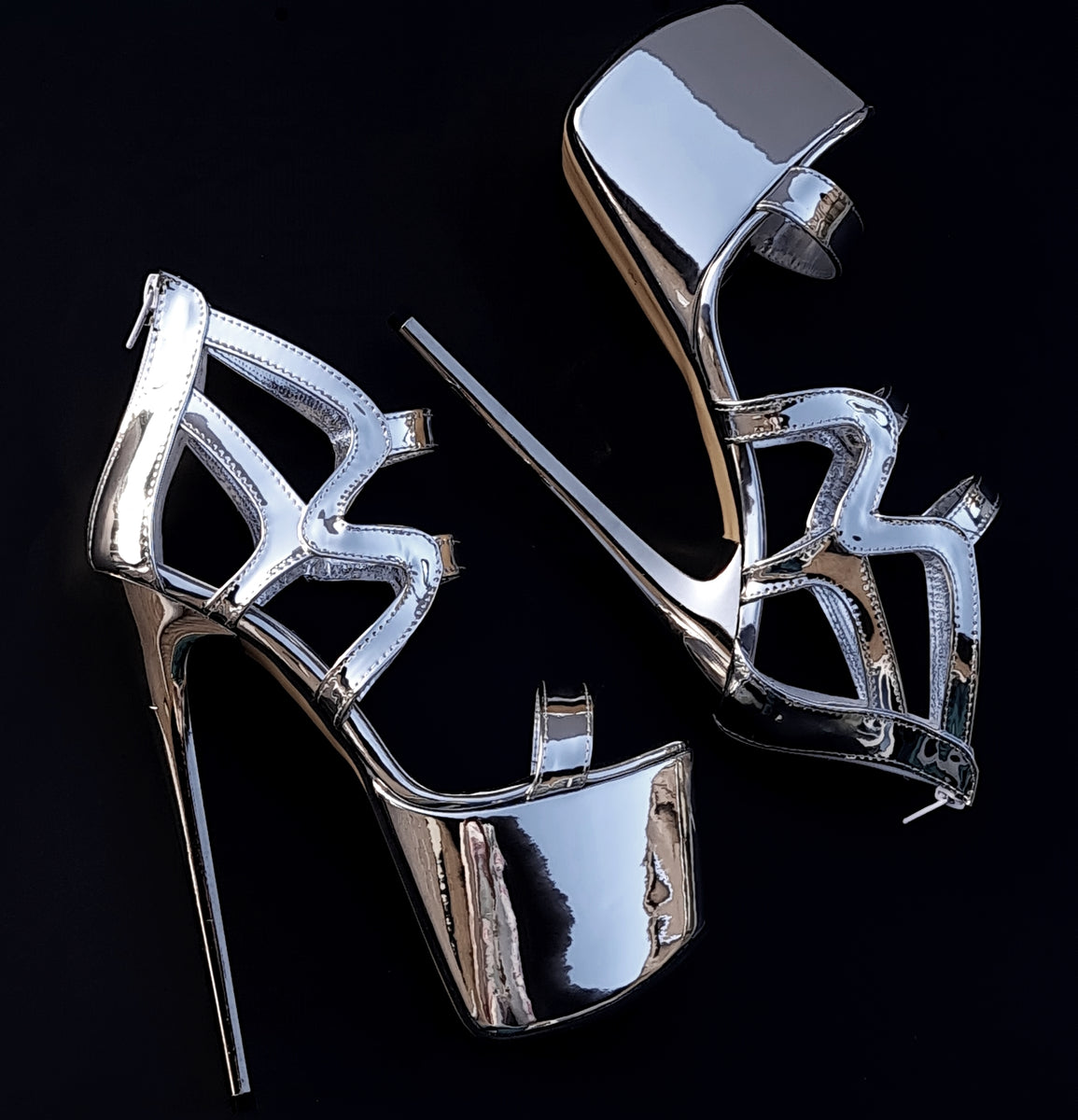 Silver Mirror Cage High Heel Platform Shoes – Tajna Club