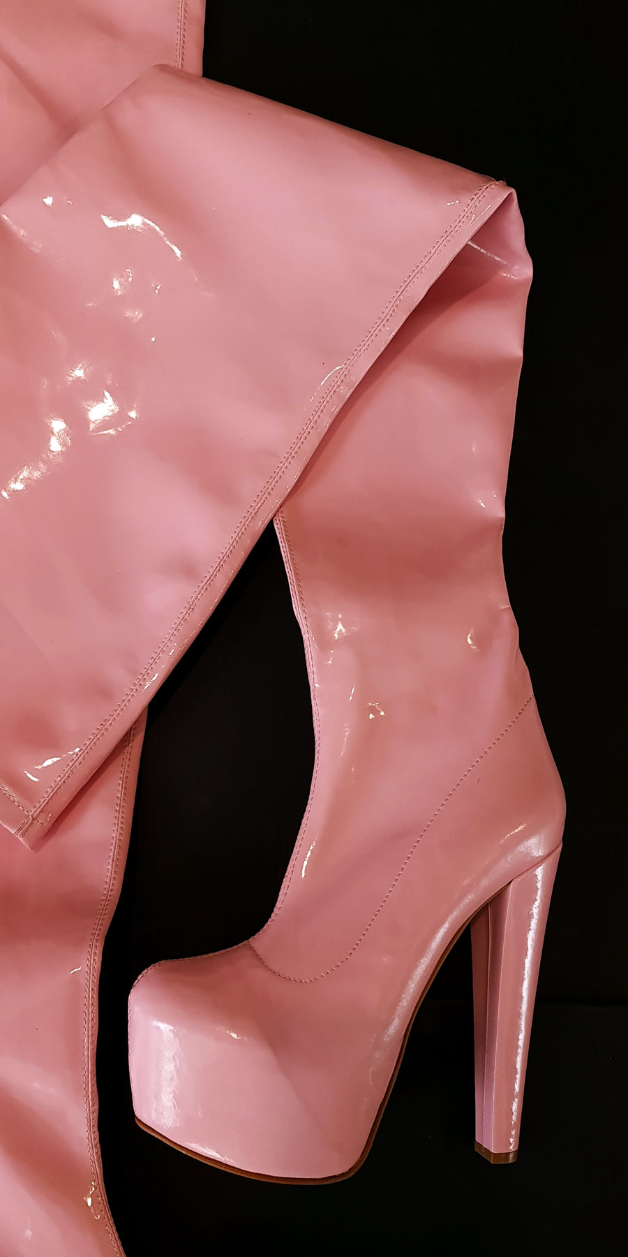 Light Pink Gloss Thigh High Long Boots – Tajna Club