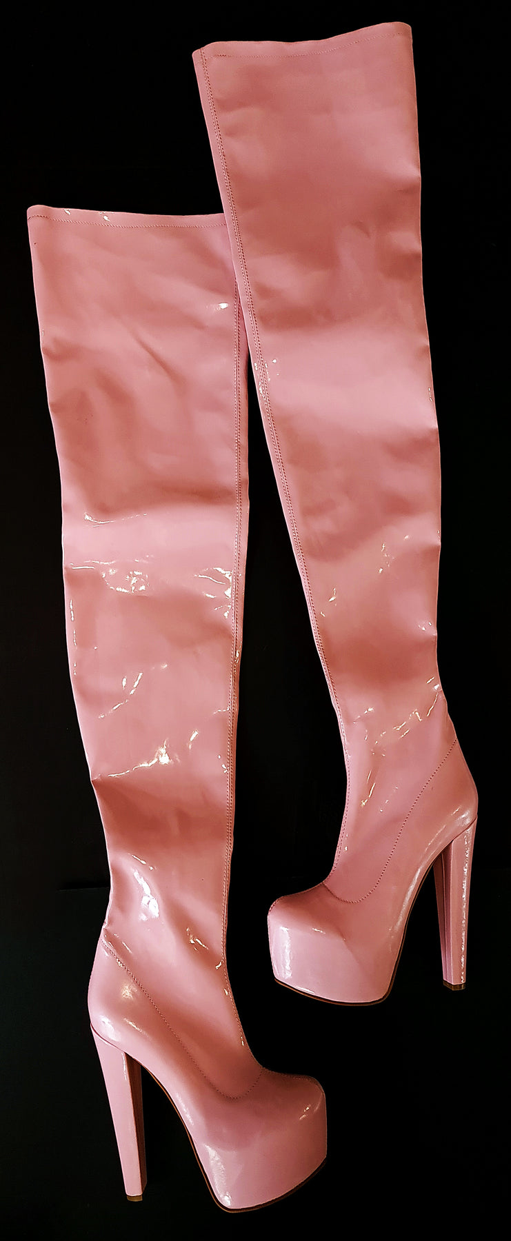 Light Pink Gloss Thigh High Long Boots – Tajna Club