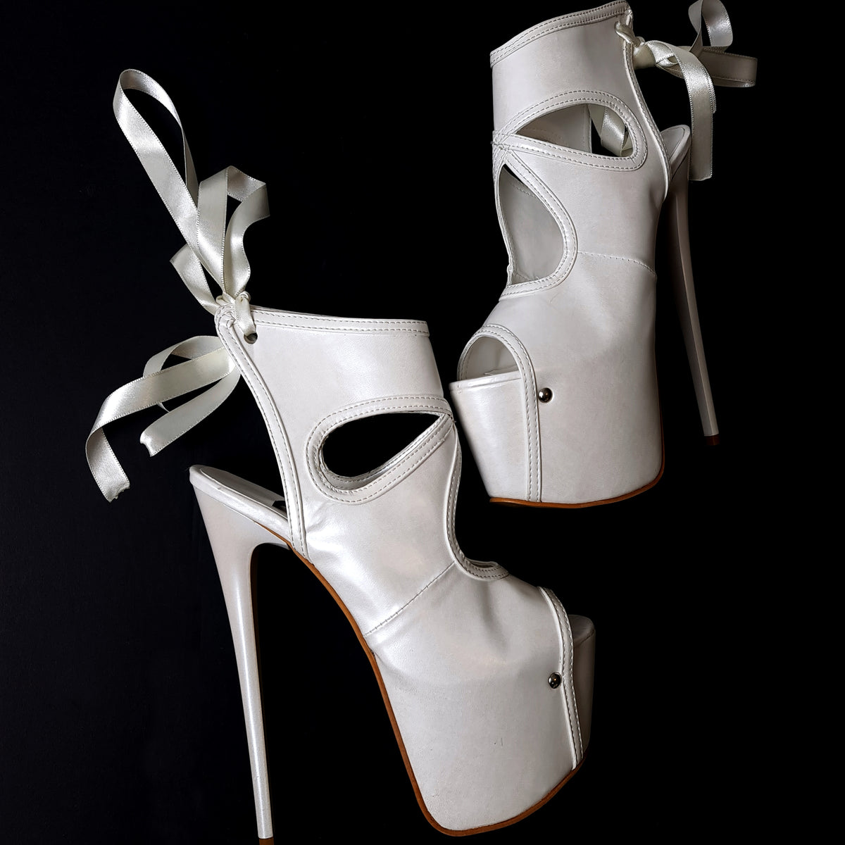 Ivory White Open Toe Sling Back High Heels – Tajna Club
