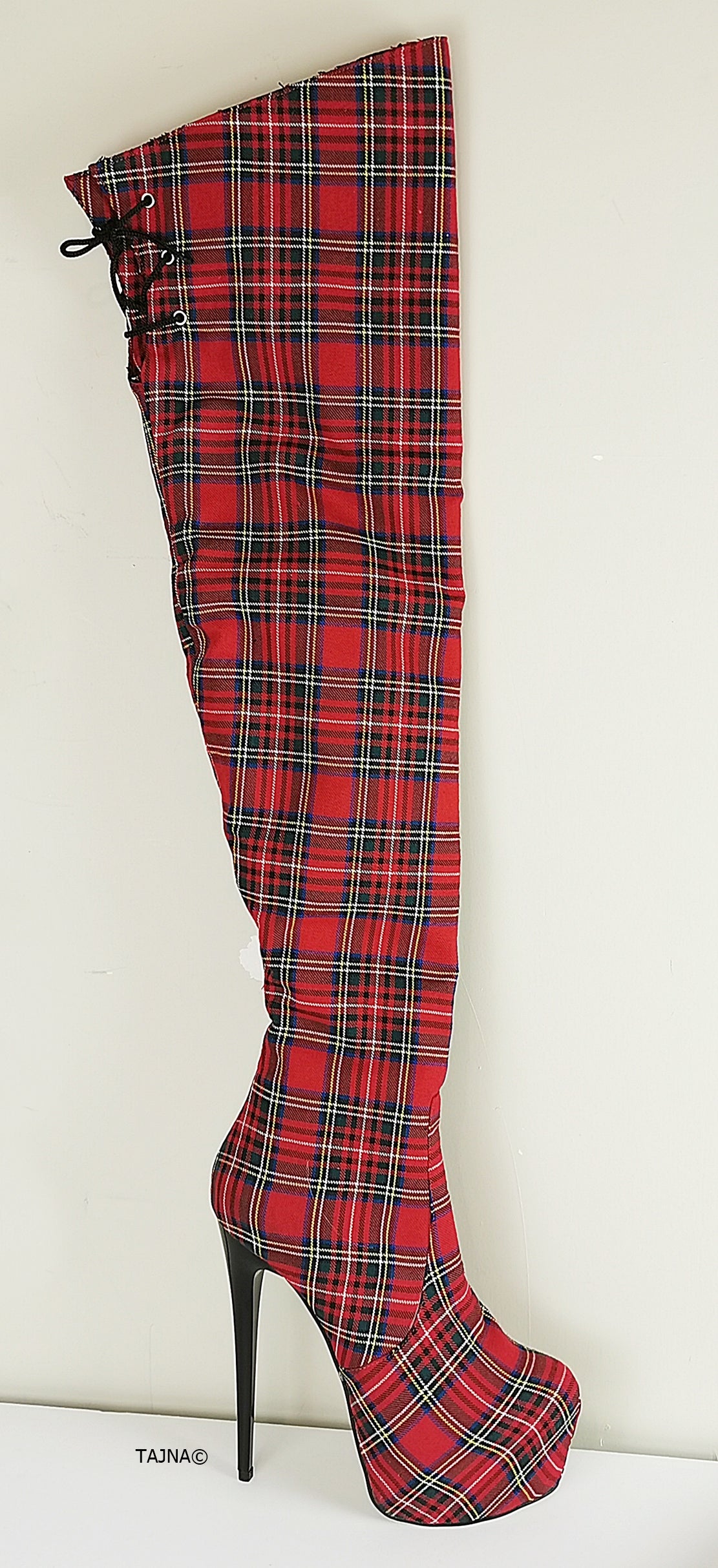 Tartan Thigh High Platform Boots | Tajna Shoes – Tajna Club