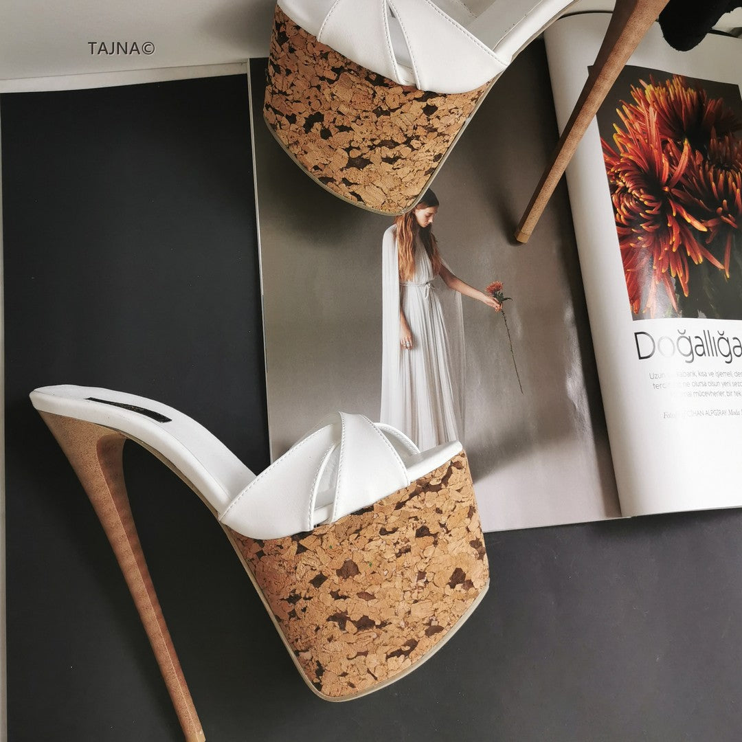 White Cross Strap Platform Mules | Tajna Shoes – Tajna Club